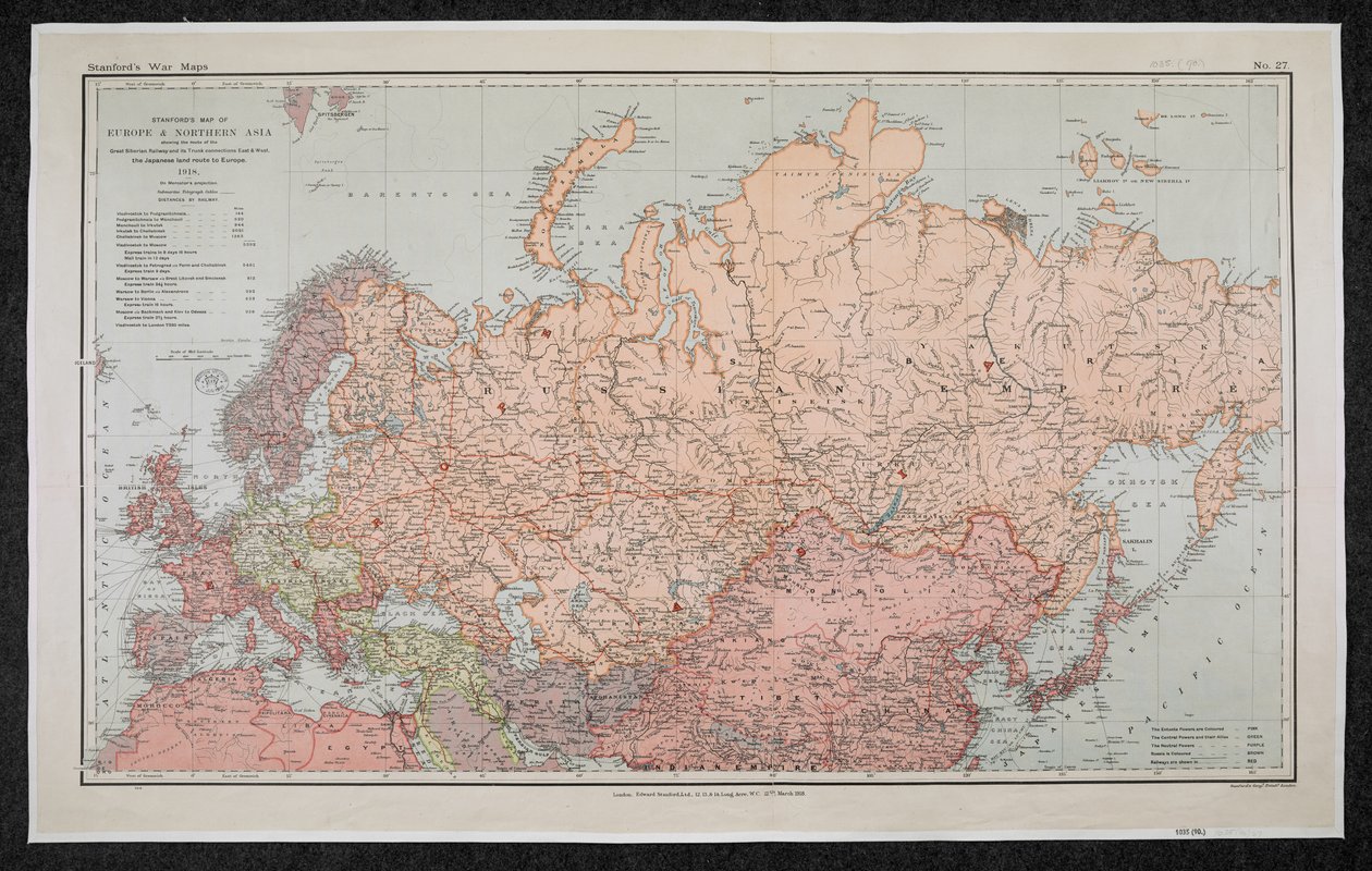 Mapy Wojenne Stanforda nr 27, Mapa Europy i Azji Północnej ...