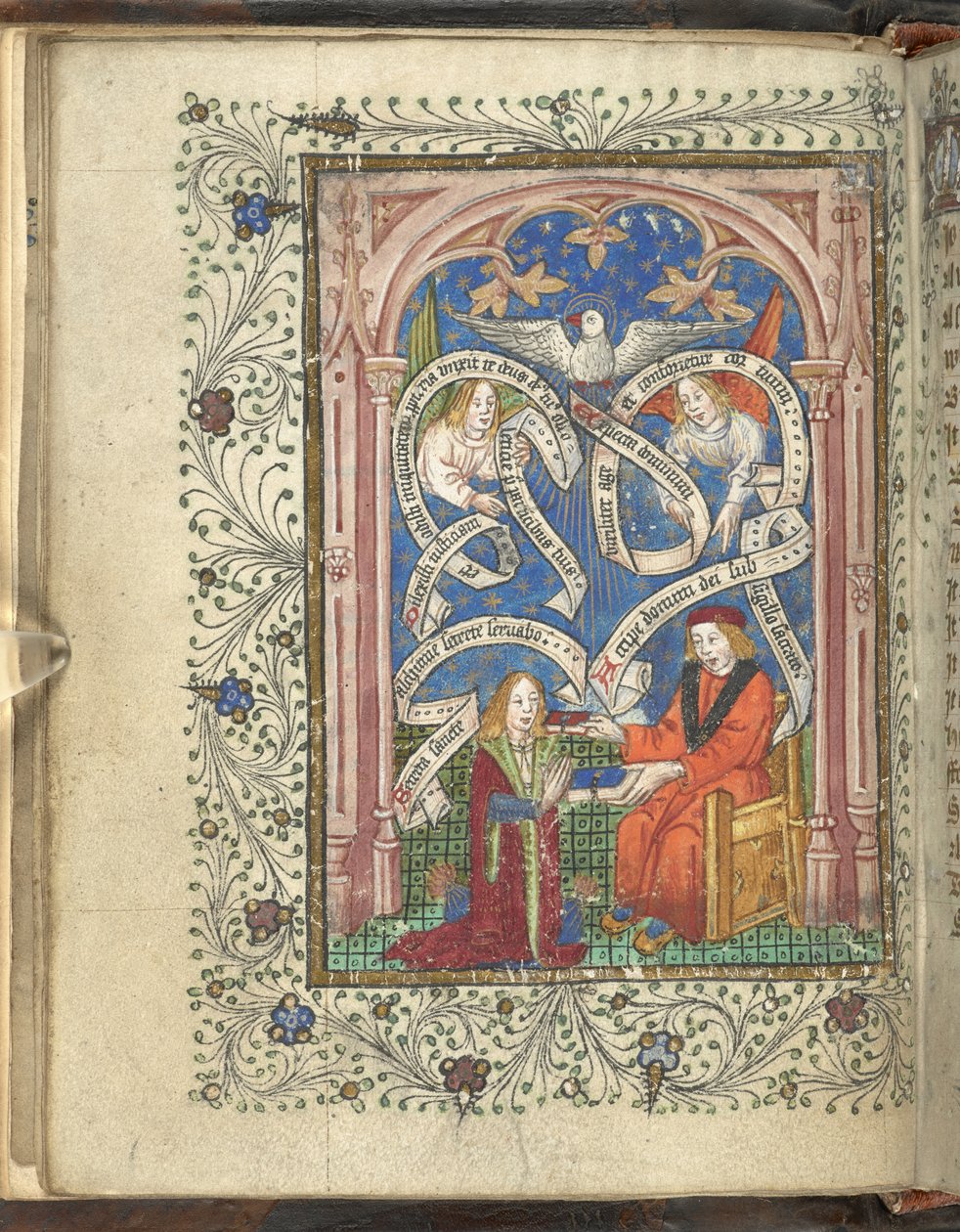 Klęczący uczeń, być może reprezentujący autora Nortona, otrzymujący ...