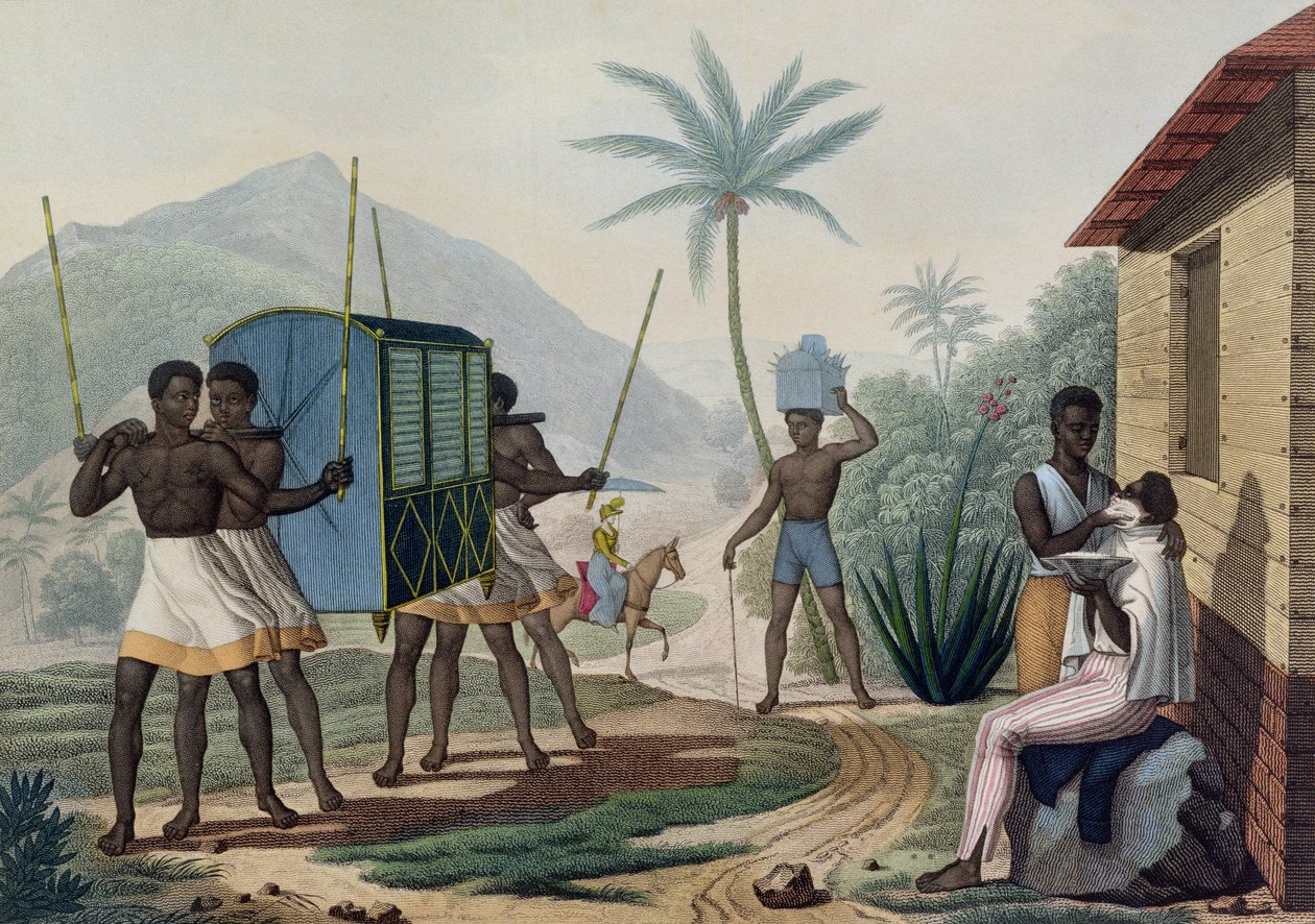 Palankin przewożony w Ile de France, z „Voyage Autour du Monde sur les ...