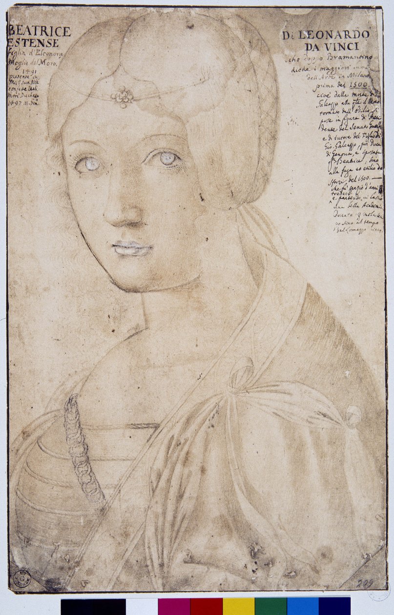 Portret Beatrice d'Este (1475-1497) Rysunek w stylu Leonarda (Leonardo ...
