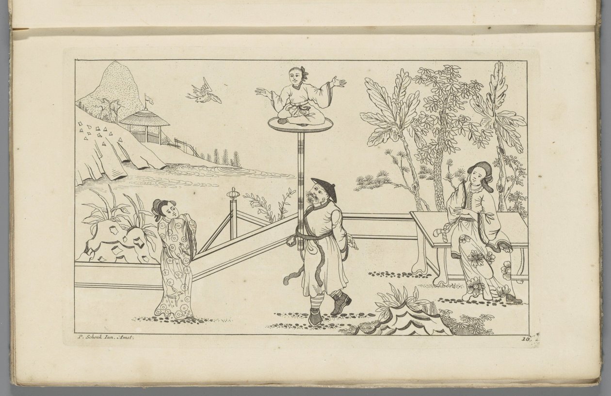 Pejzaż z postacią ze skrzyżowanymi nogami na platformie Nowy ...