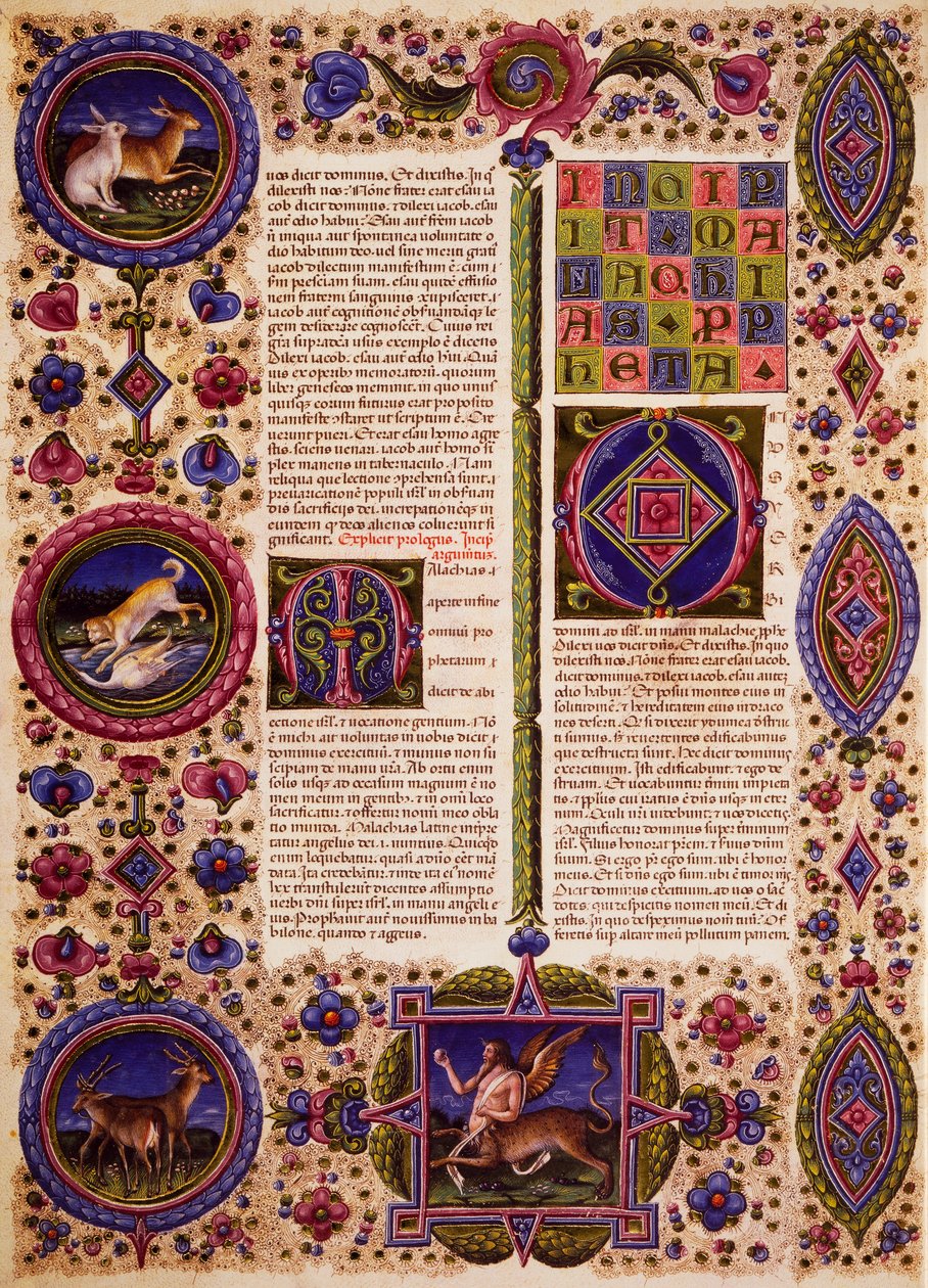 Incipit z Księgi Sofoniasza, z tomu II Biblii Borso d'Este, iluminowany ...