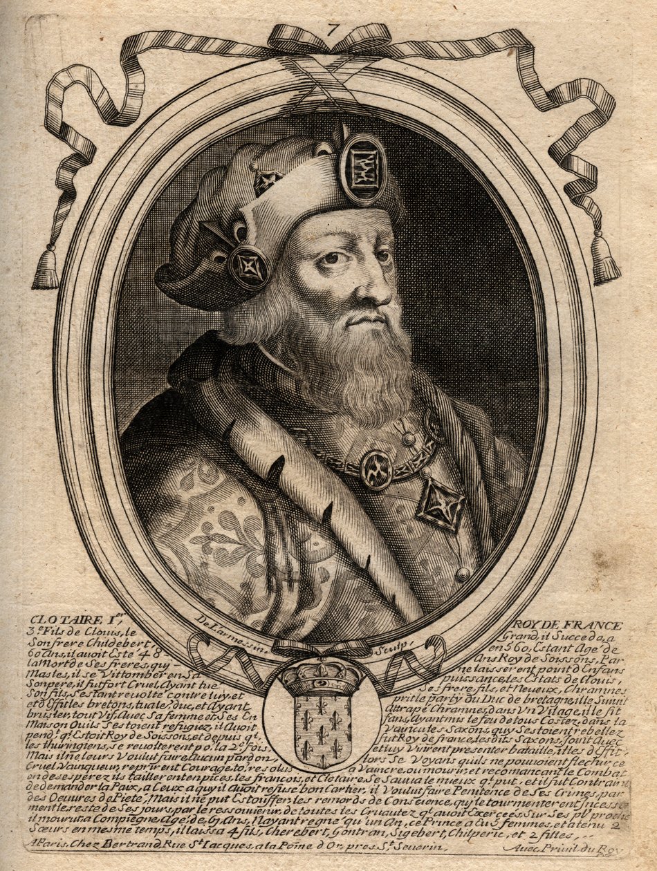 Portret Clotaire (Clothaire) I (497 - 561), Król Neustrii i Król ...